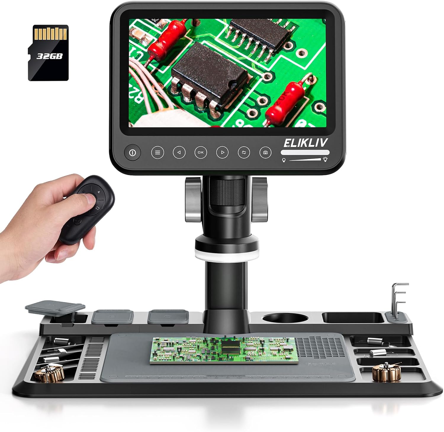 Amazon.com : Elikliv ERM101 7" Digital Microscope, 1200X Soldering ...