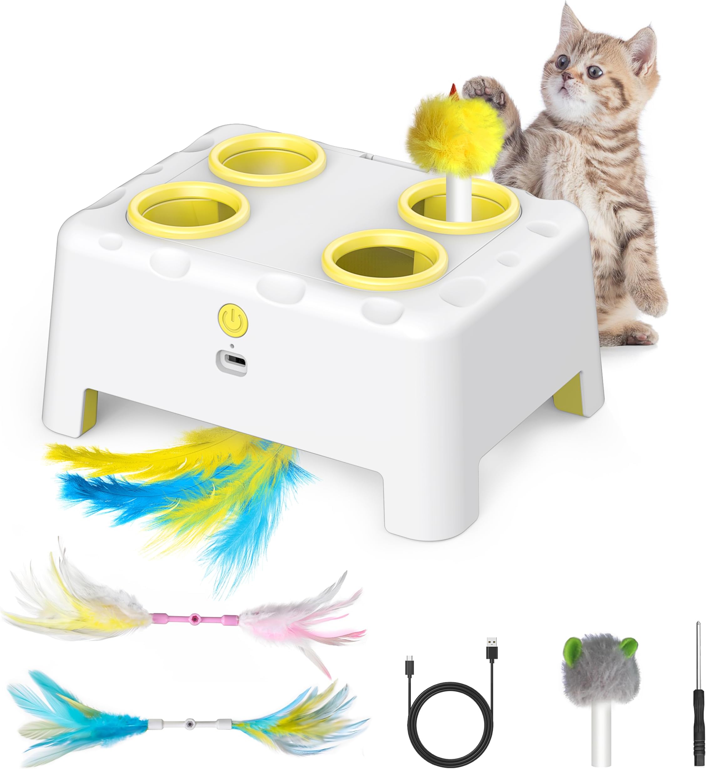 Amazon.com : Bolpetizo Cat Toys, Interactive Cat Toys, 2-in-1 Automatic ...