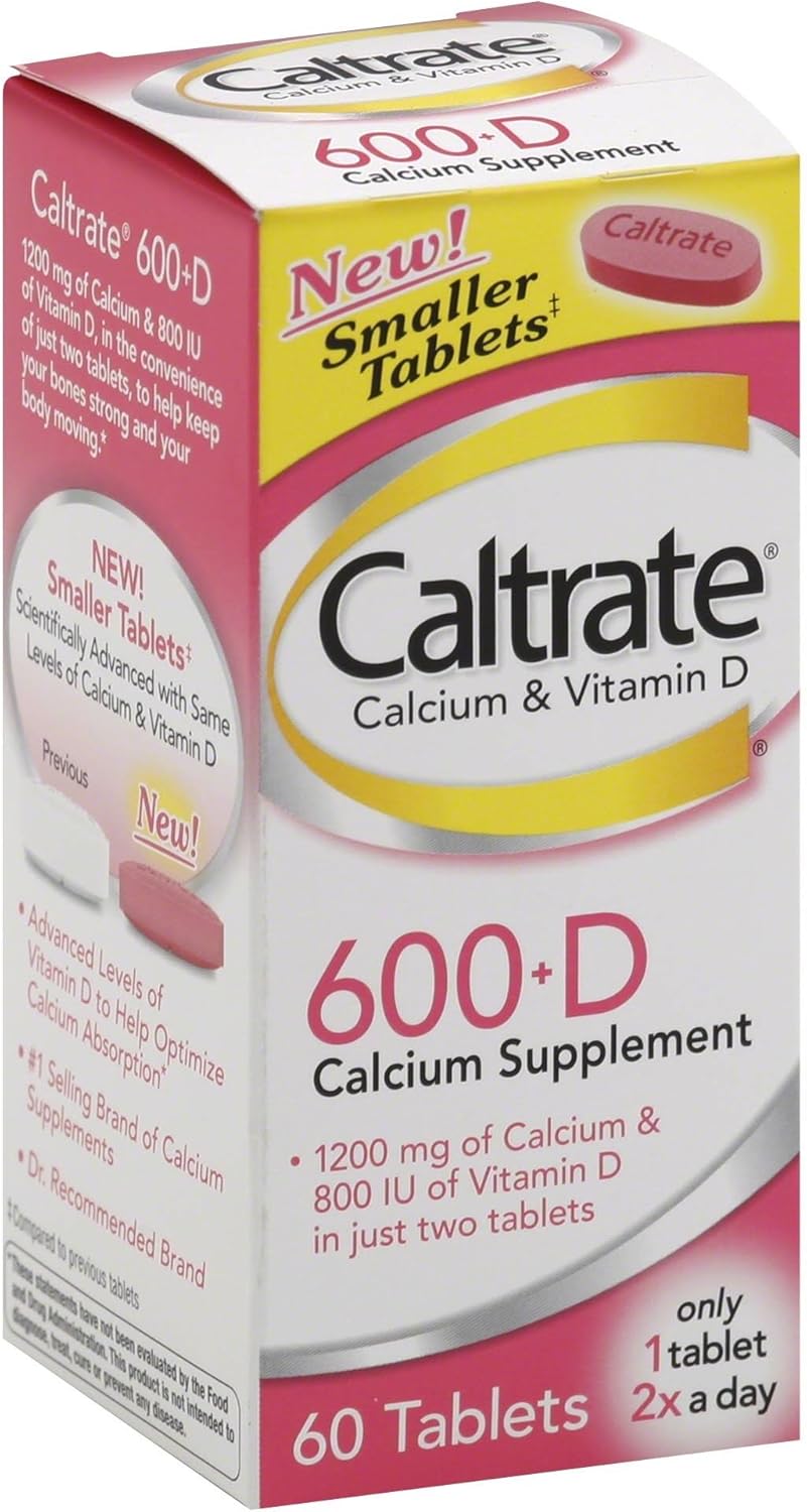 Amazon.com: Caltrate 600+ D Calcium Supplement, Tablets - 60 count (2 ...