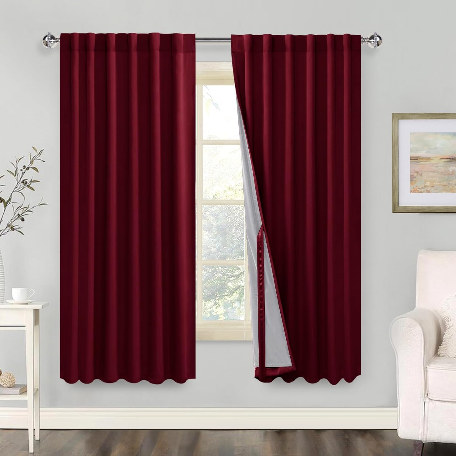 XWZO 100% Blackout Curtains 2 Panels - Heat and Full Light Blocking ...