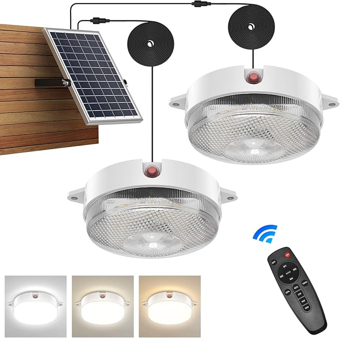 SunBonar Solar Ceiling Light Motion Sensor 2 Pack, 5 Modes 3200K/4000K ...