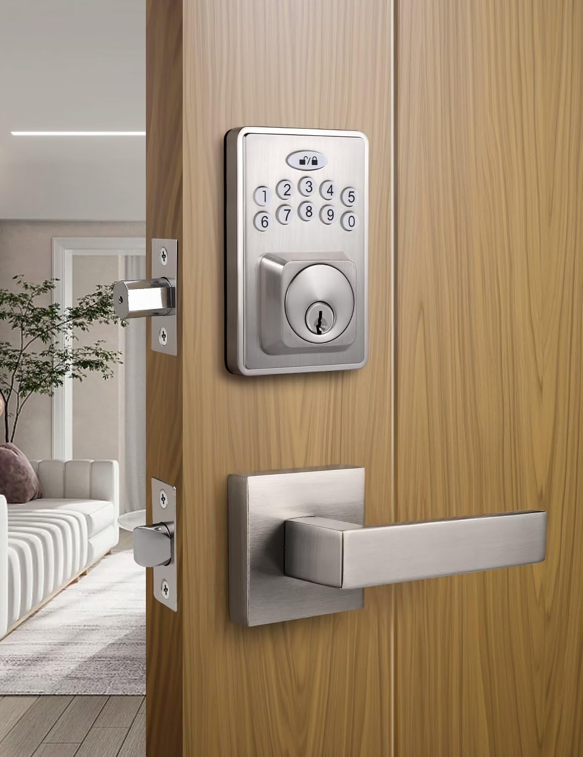 Tinewa Keyless Entry Door Lock Deadbolt with Square Handle, Front Door ...