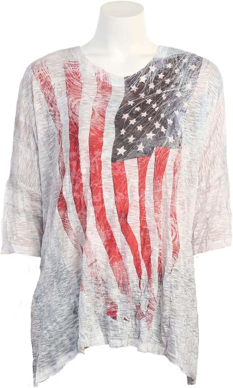 Jess & Jane "America Dressy Slub Burnout Crushed Dolman Top at Amazon ...