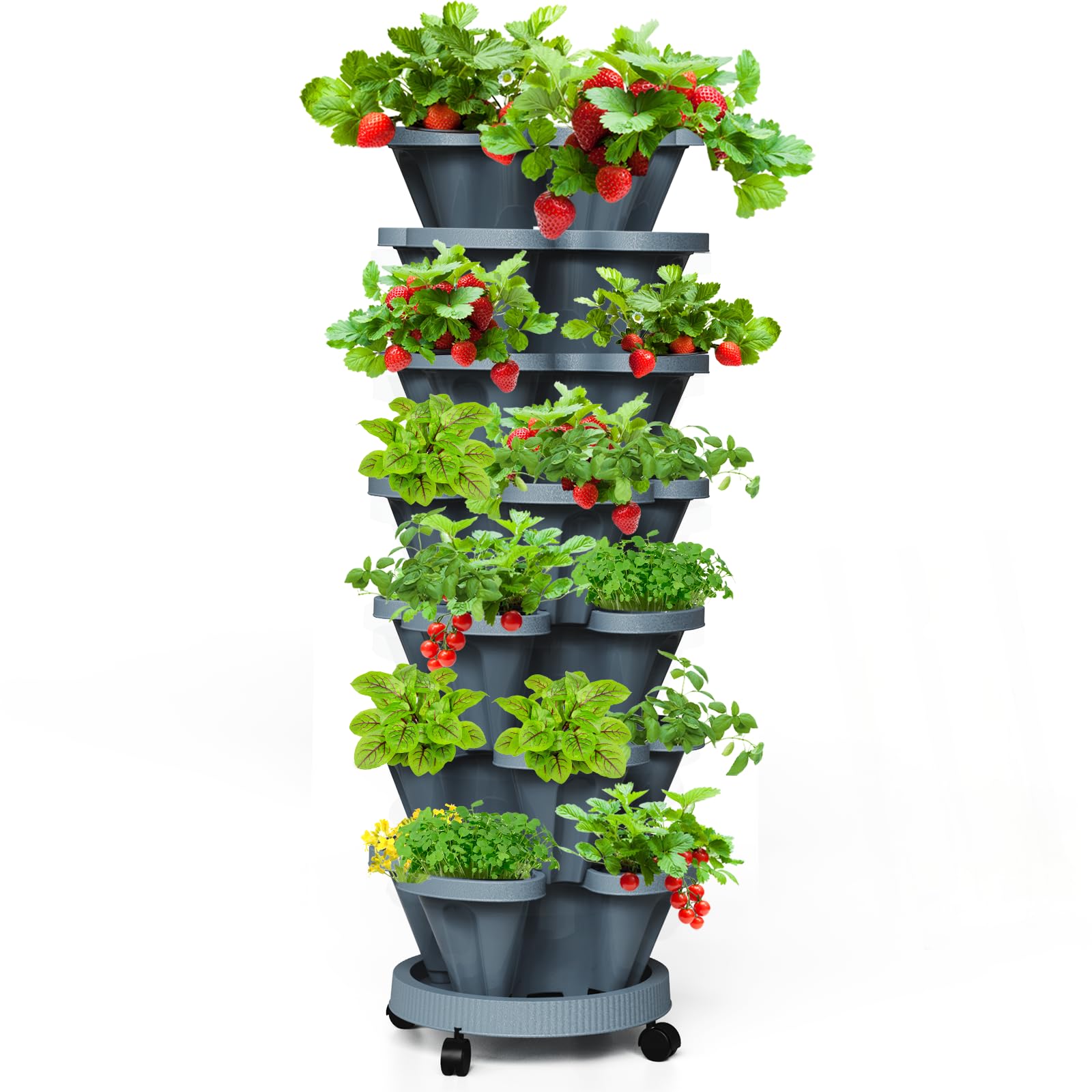 Amazon.com: Tectsia Strawberry Vertical Planter Tower Garden, 7 Tiered ...
