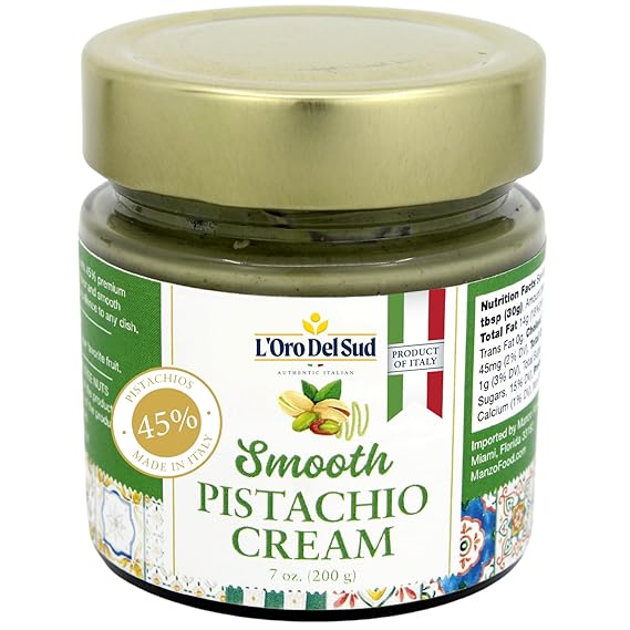 Amazon.com : Pistachio Cream, Premium 45%, Smooth Sicilian Pistachio Spread, 7 oz (200g ...