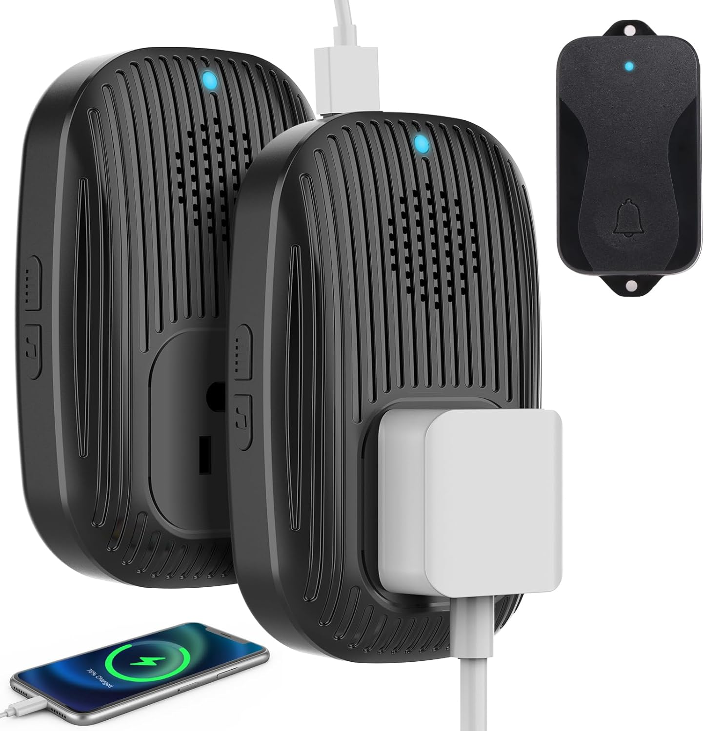 Wireless Doorbell, BIPLHIVZ Self-Powered Door bell IP44 Dustproof and ...