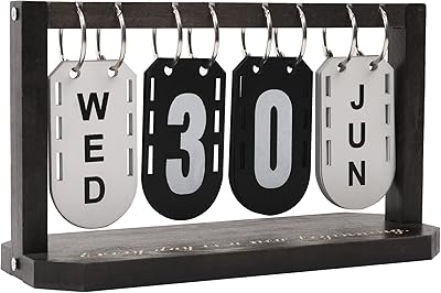 Amazon.com : Desk Calendar Metal Flip Wooden Classic Perpetual Calendar ...