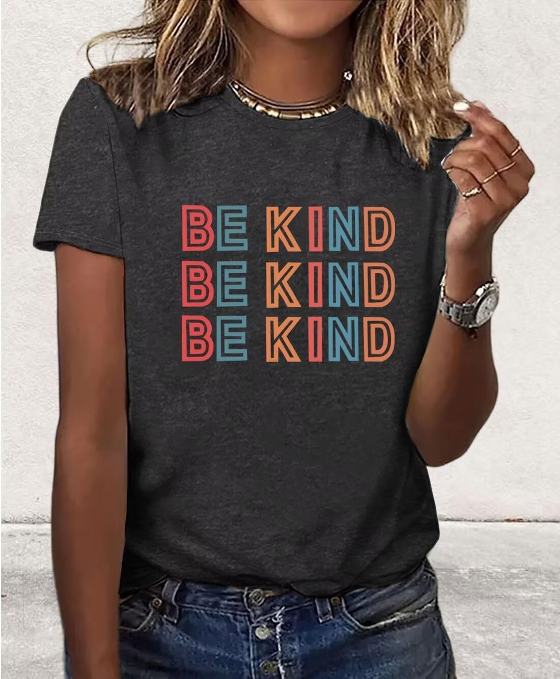Women Cute Graphic BE Kind T Shirts Short Sleeve Tees at Amazon Women’s ...