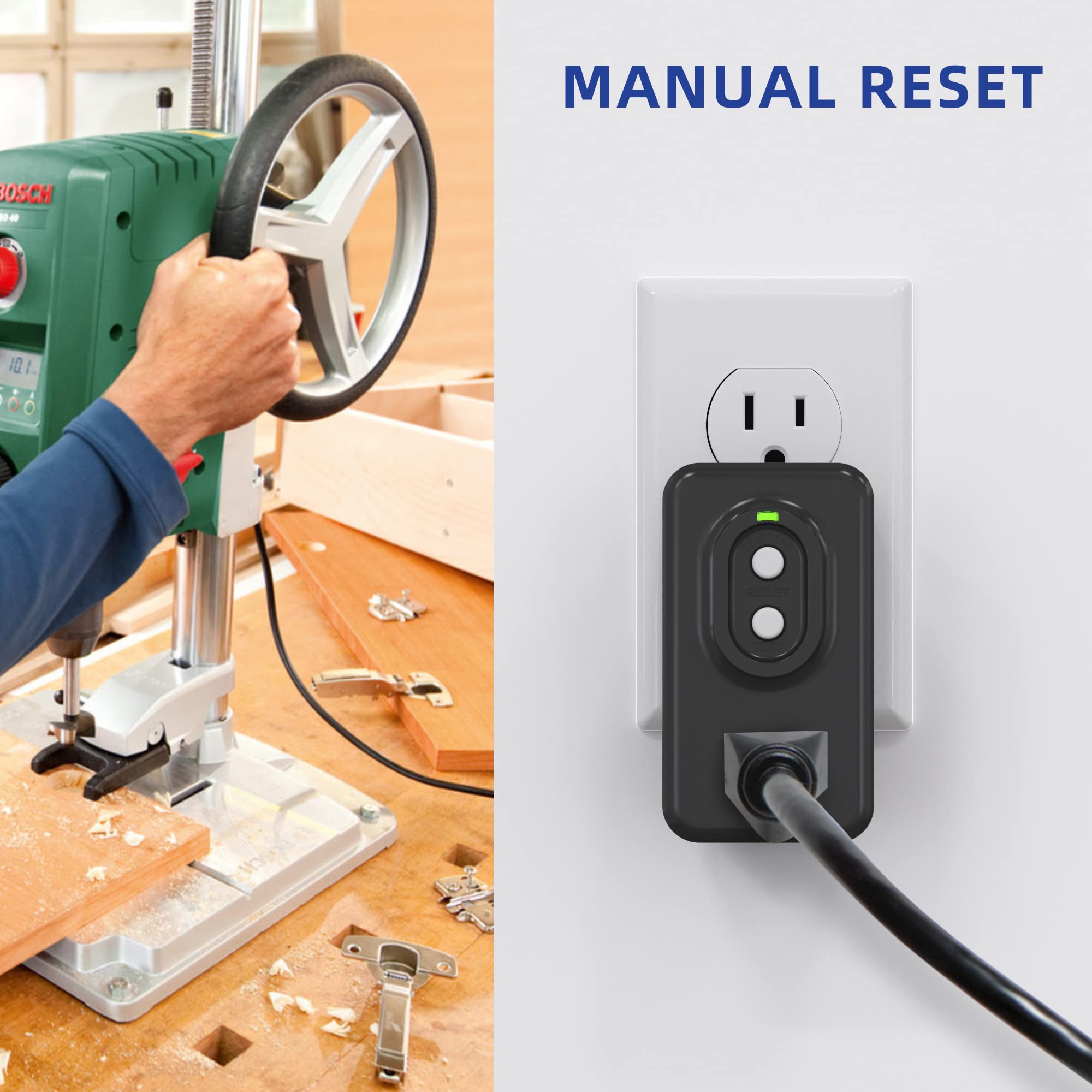 Snapklik.com : AIDA GFCI Adapter, 15 AMP Single Outlet Grounded 3-Prong ...