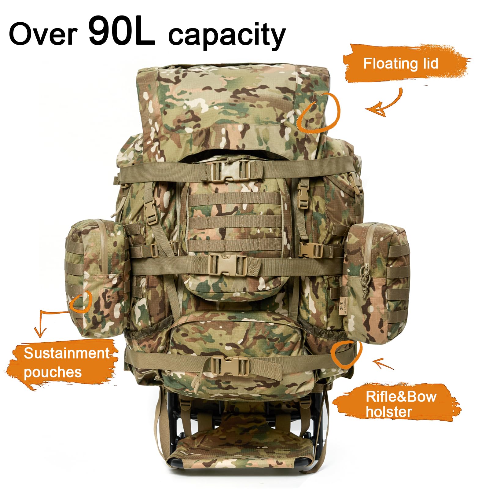 MT Military Army Rucksack, Extra Large Capacity Hunting Ruck with ...