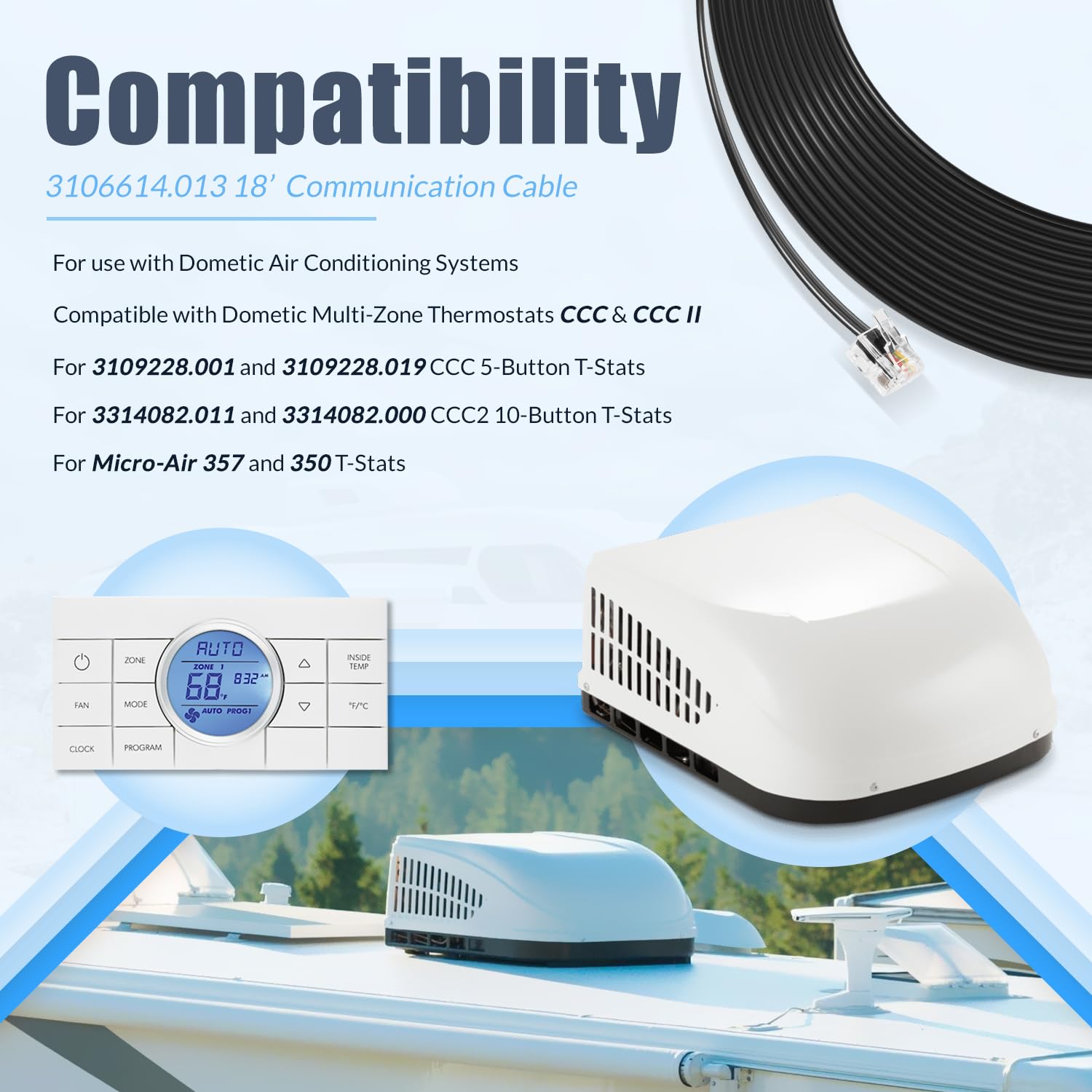 40 Ft RV Air Conditioner Cable Dometic 40ft Communication Cable For ...