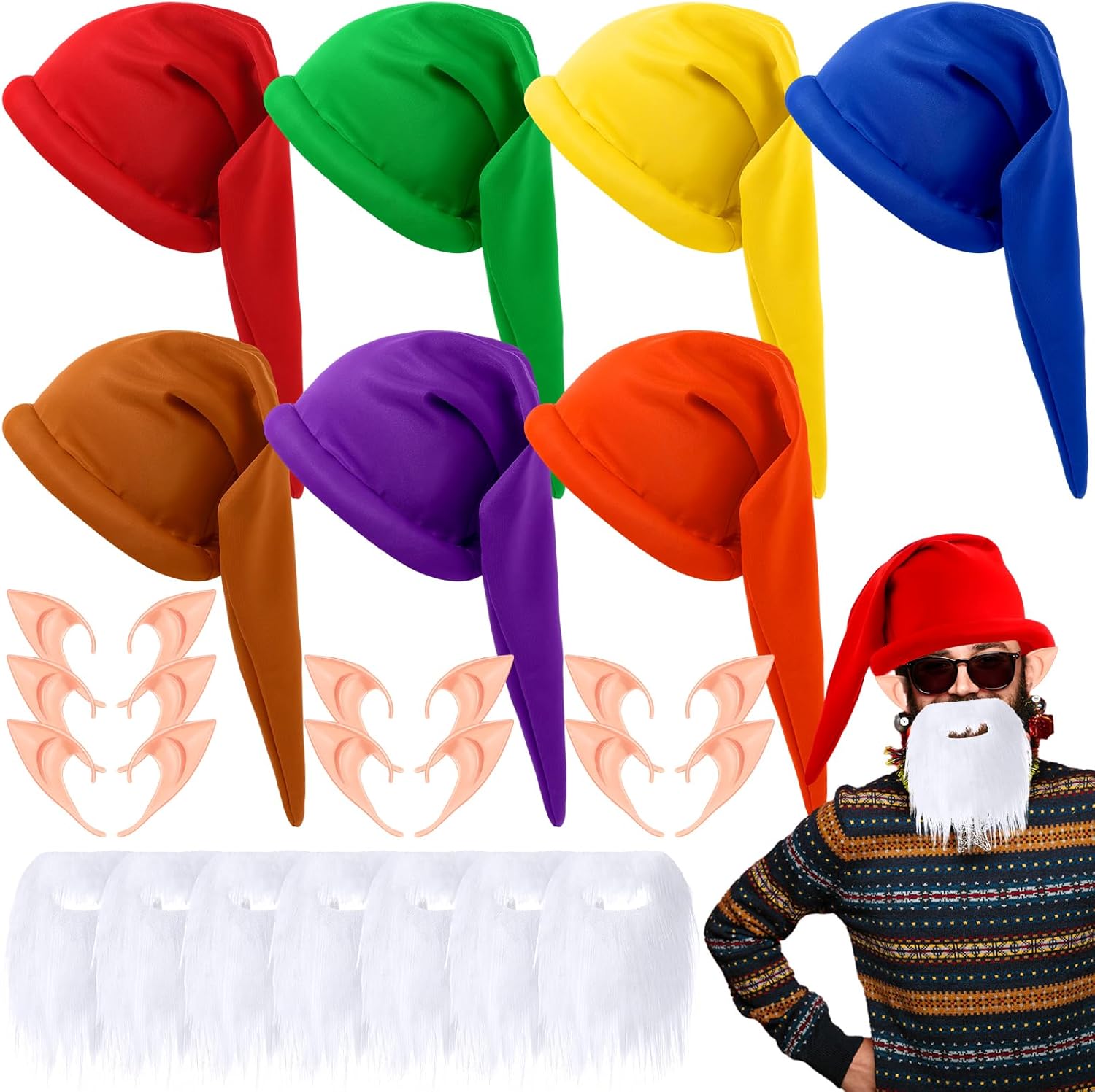 Amazon.com: Hungdao 21 Pcs Dwarf Costumes Set 7 Pcs Dwarf Hat Gnome Elf ...