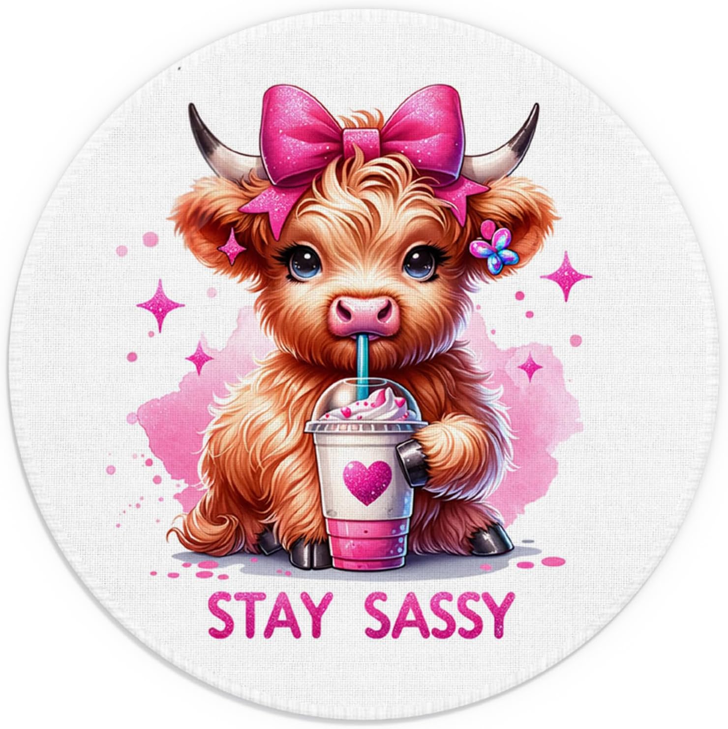 Amazon.com: TuY-MouseP-009 Highland Cow Mouse Pad, Coquette Pink Bow ...