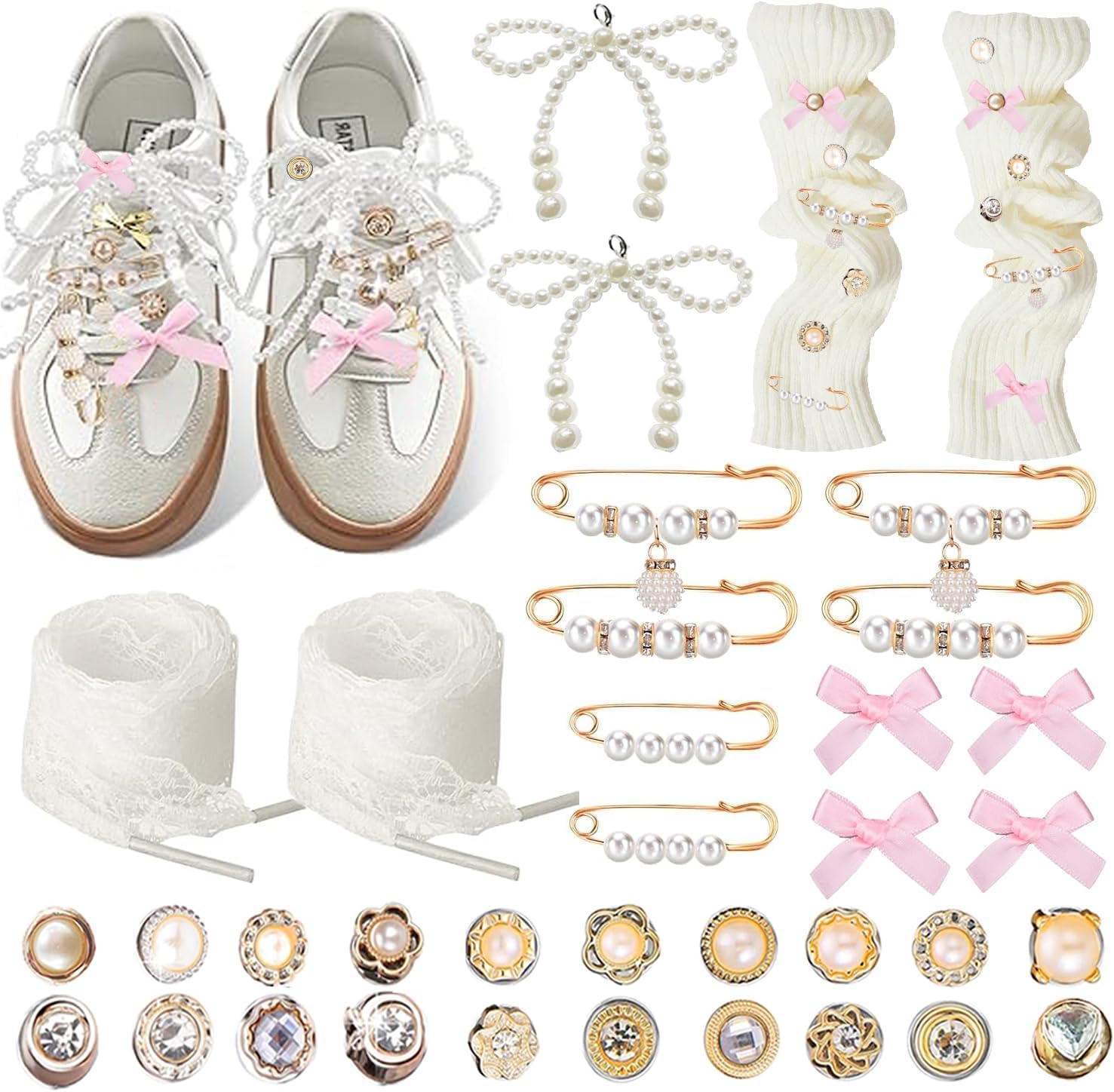 Amazon.com: Zevulizen Shoe Charms for Sneakers,57 PCS Gold Bling Safety ...