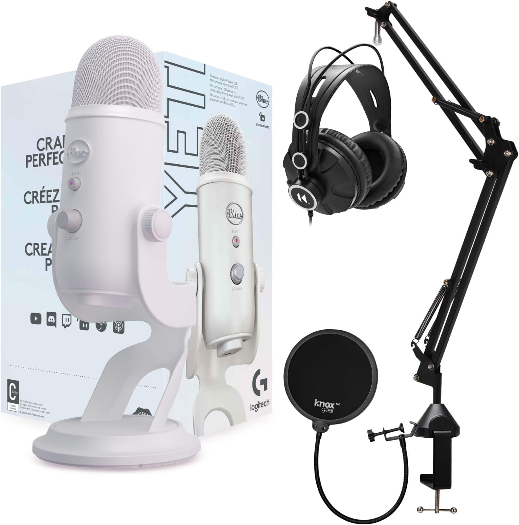 Amazon.com: Blue Microphones Yeti USB Microphone (White Mist) Bundle ...