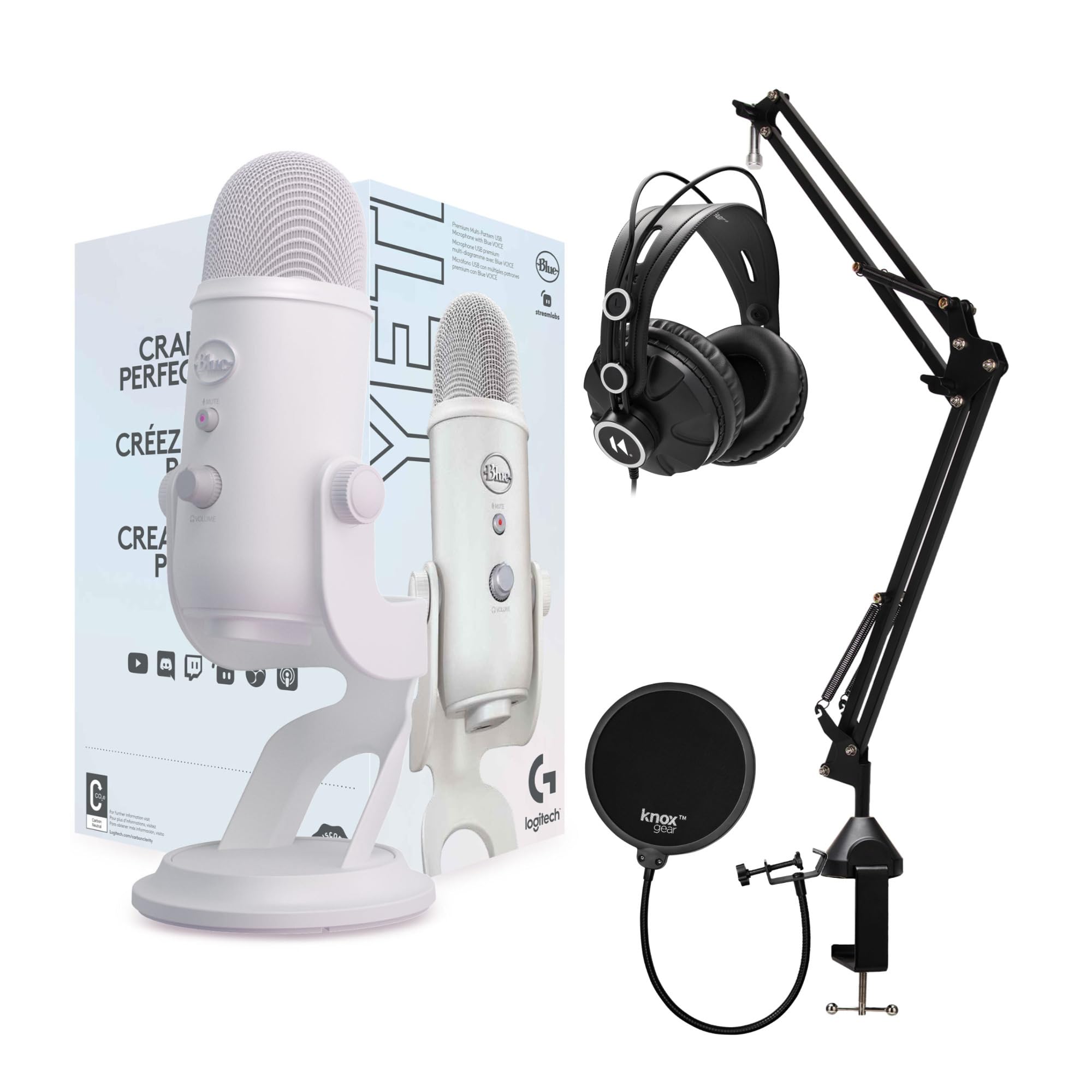 Amazon.com: Blue Microphones Yeti USB Microphone (White Mist) Bundle ...