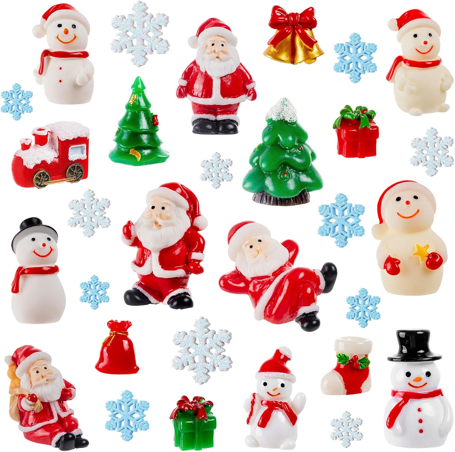 Amazon.co.jp: クリスマスミニチュアフィギュア 36個 ミニ樹脂製クリスマスオーナメント ミニツリー スノーマン サンタクロース ...
