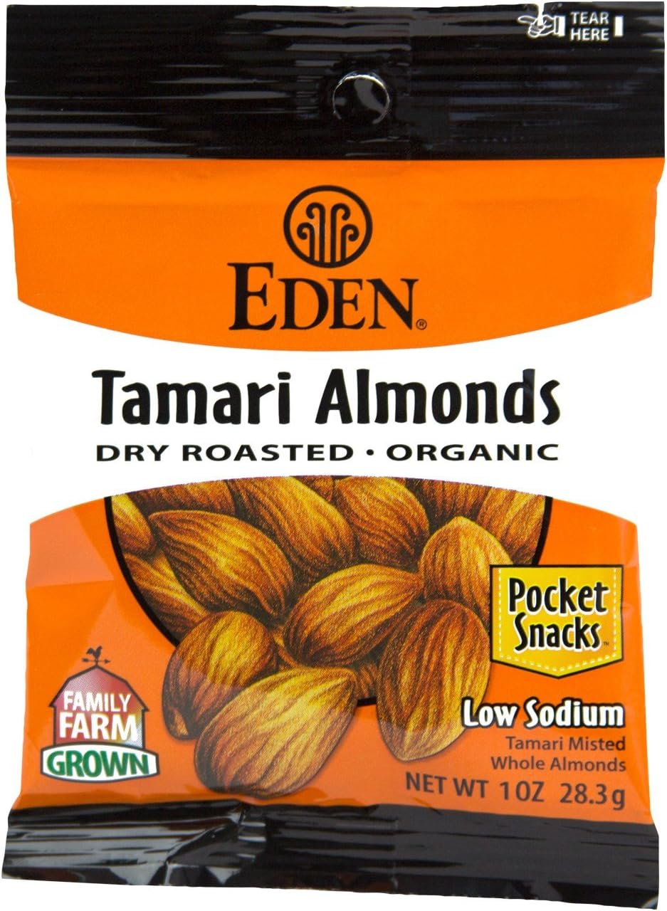 Amazon.com : Eden Tamari Almonds, Dry Roasted, Organic Pocket Snacks, 1 ...