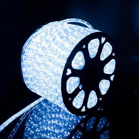 STRISCIA LED 220V BIANCO 100 METRI ESTERNO ED INTERNO FLESSIBILE STRIP ...