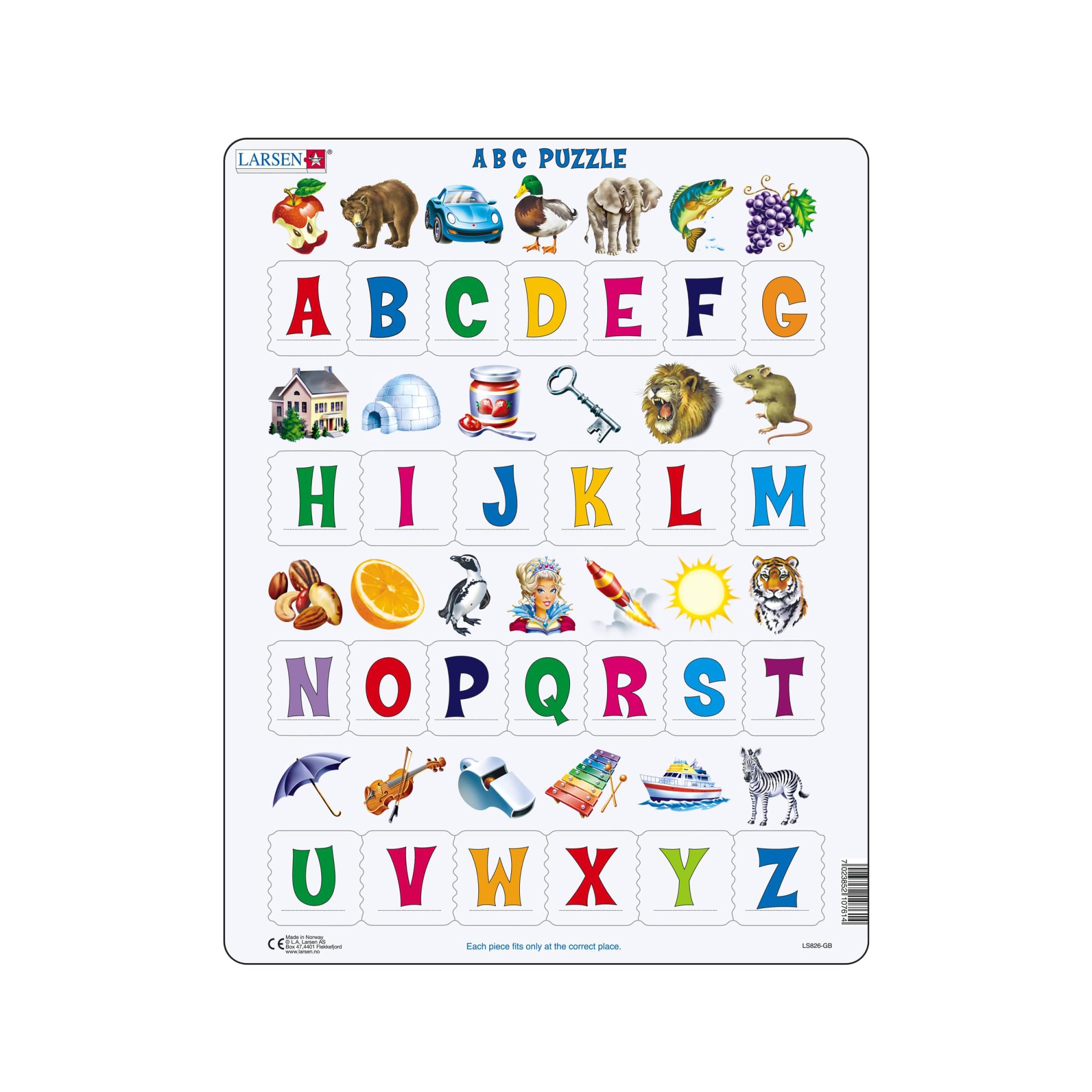 Larsen LS826 Learn the Alphabet Jigsaw Puzzle for Kids 4 Years and Up ...
