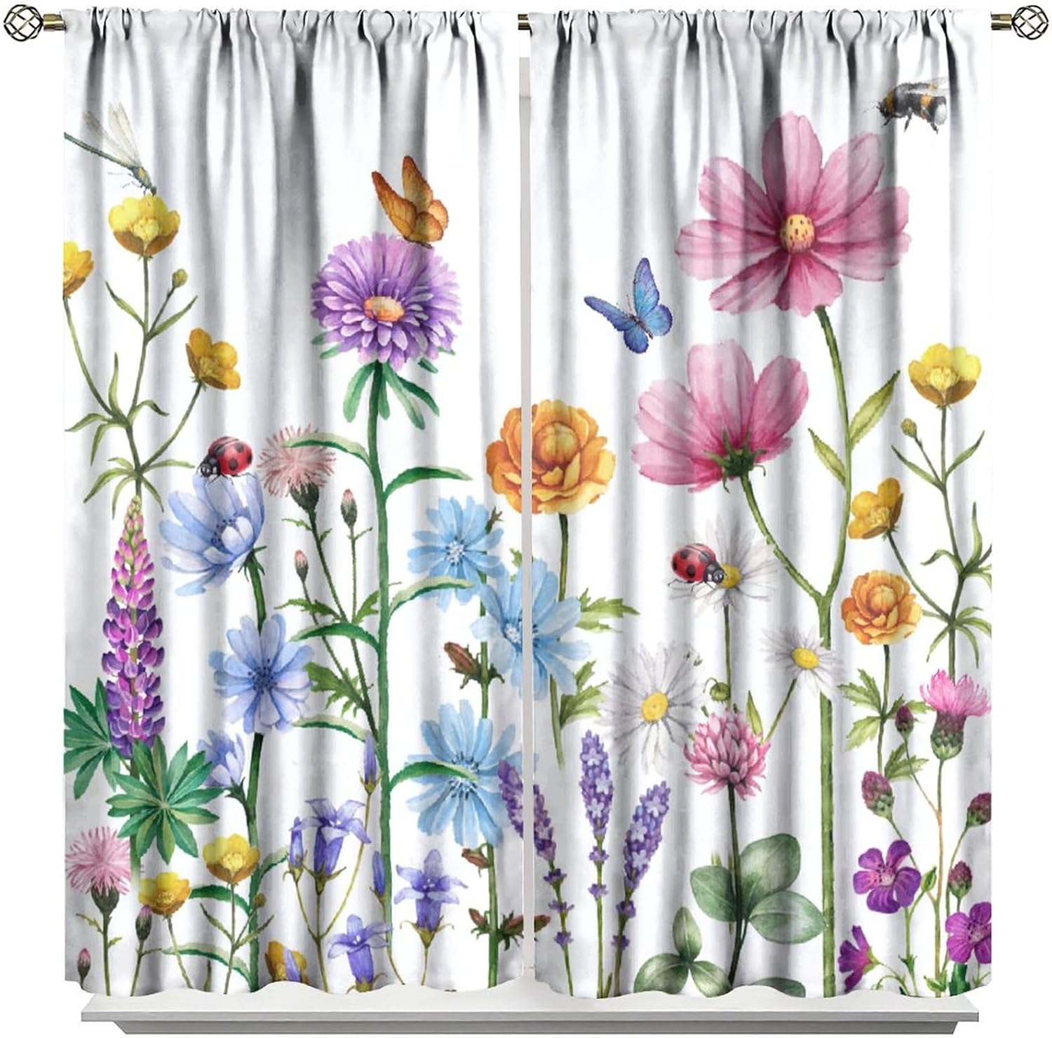 Amazon.com: Farmhouse Flower Curtains, Rustic Spring Botanical Plant ...