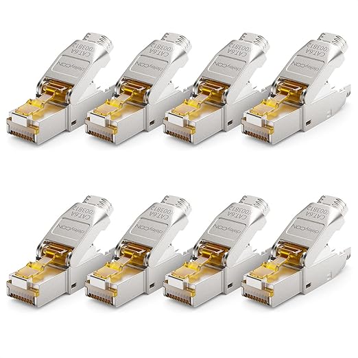 deleyCON 8x CAT 6a RJ45 Netwerkstekker Gereedschapsloos Afgeschermd 10 ...
