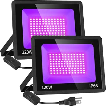 2 Pack 120W LED Black Light IP66 Waterproof, Outdoor Blacklight Flood ...