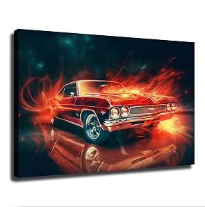 Amazon.com: Hot Rod Drag Race Muscle Car Poster Print Modern Canvas ...