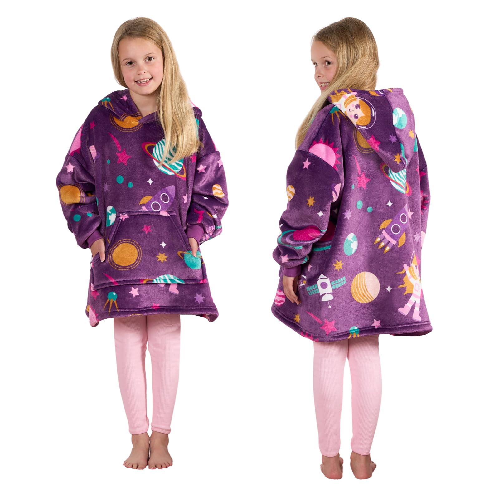 OHS Astronaut Space Wearable Hoodie Blanket for Girls, Oversized Sherpa ...
