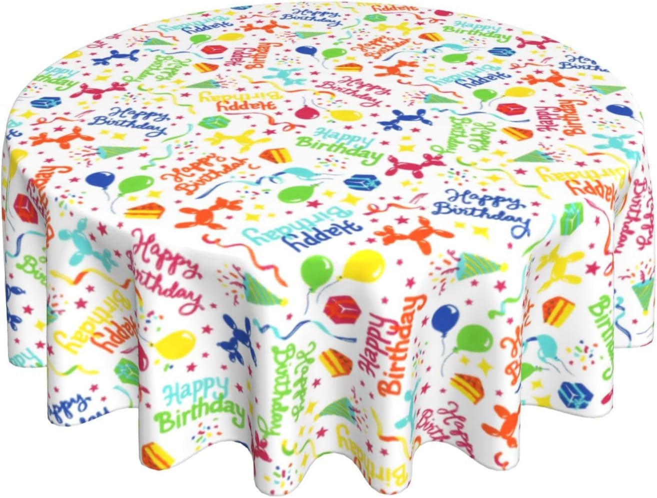 Amazon.com: Happy Birthday Tablecloth, White Round Tablecloth 70 Inch ...