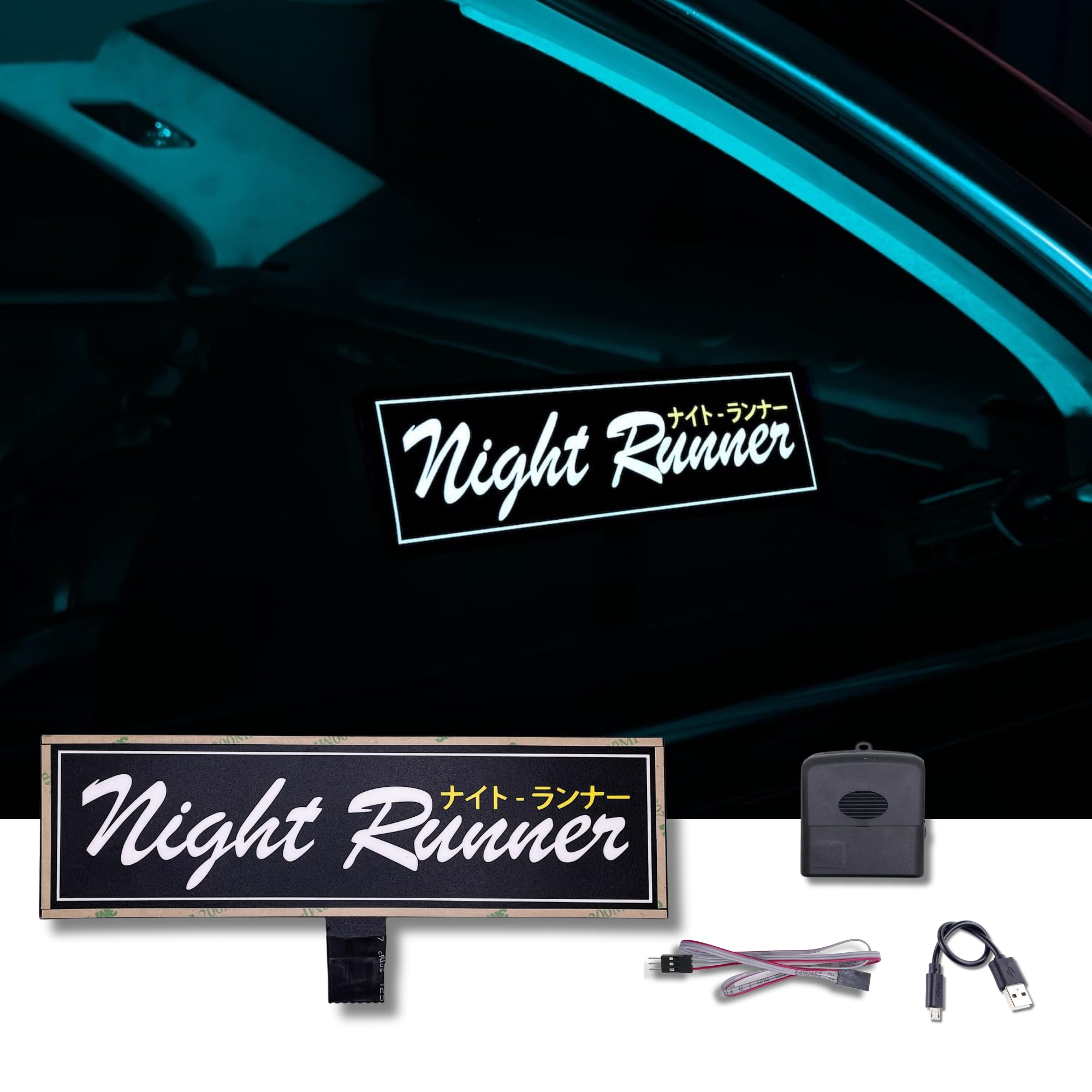 Amazon.com - Glow Factor Night Runner Car Decal – LED Car Sign, USB ...