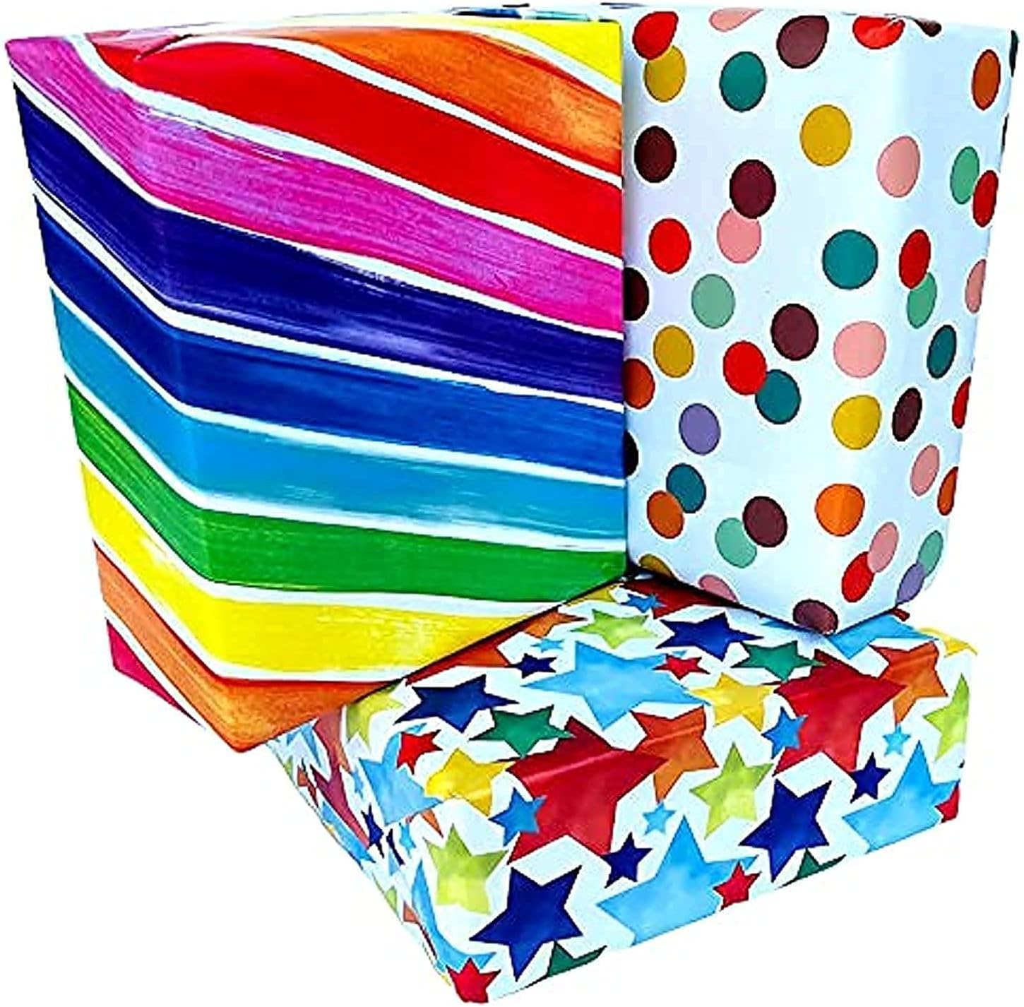 Premify Rainbow Gift Wrapping Paper Rolls, 9 Meter Gift Wrapping Paper ...