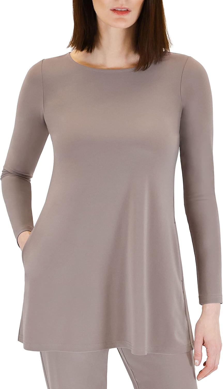 Selousuá Women's Knit Long Sleeve Tunic Top - Stylish Boat Neck and ...