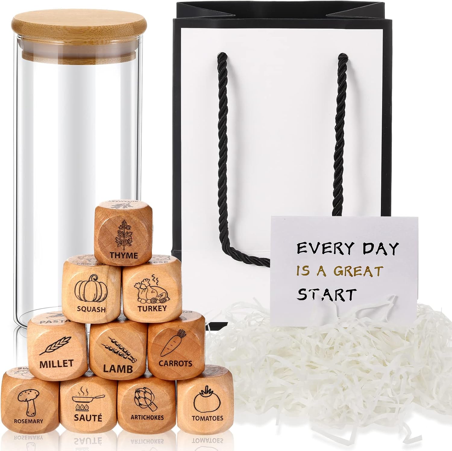 Amazon.com: 10 Pcs Funny Cooking Dice Wooden Cooking Decider Food ...