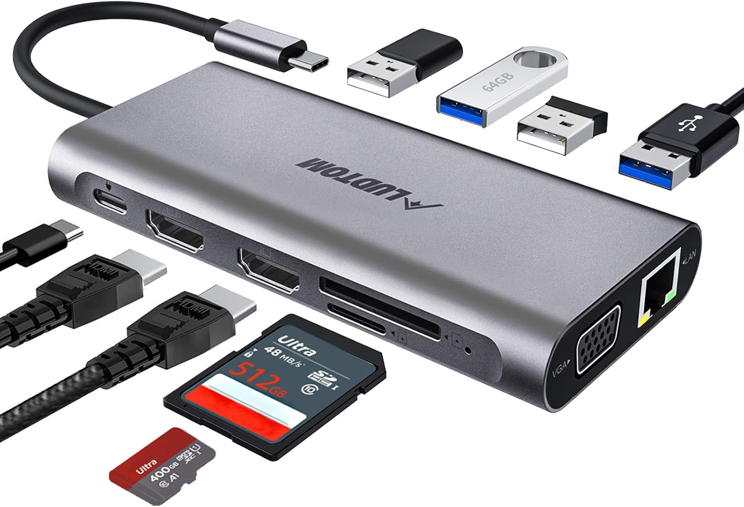 Buy USB C Hub USB C LUDTOM Triple Display Type