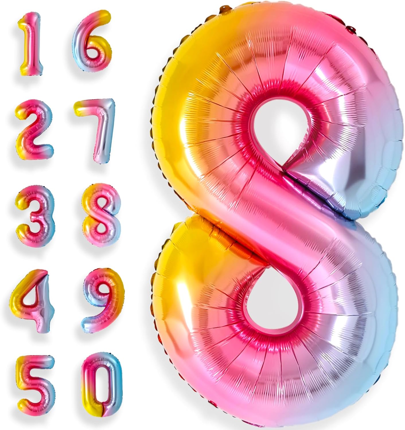 Amazon.com: Giant Rainbow Number 8 Balloon 40 Inch Number 8 Balloon for ...
