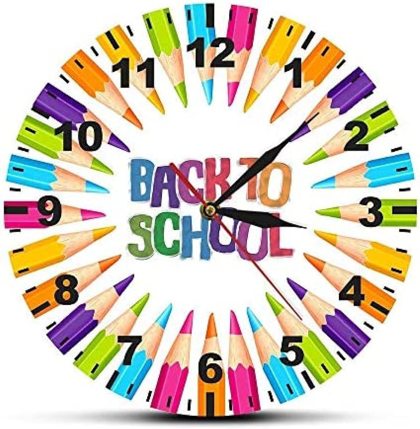 Amazon.com: Colored Pencils Wall Clock School Nursery Decor Colorful ...
