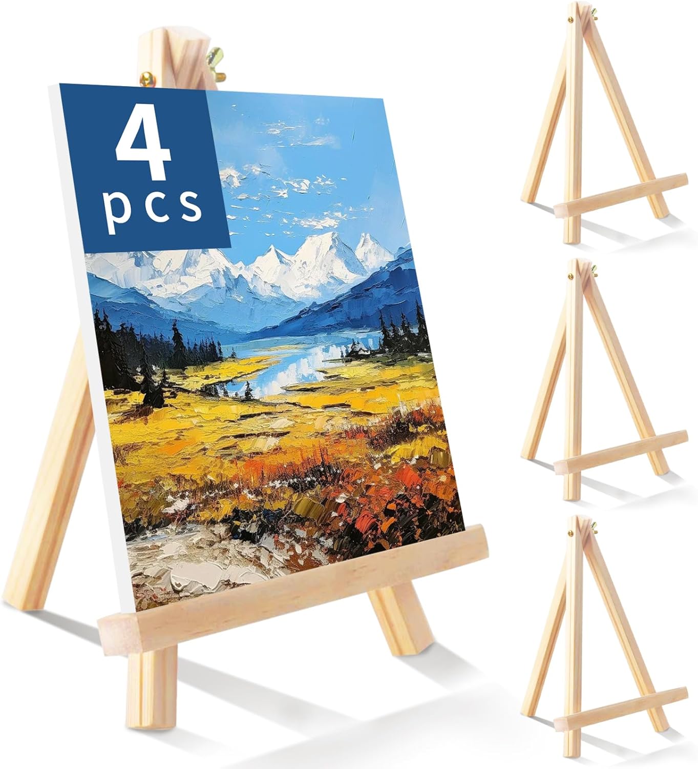 Amazon.com: 4 Pack 9.5 Inch Wood Easels - Portable, No Assembly ...