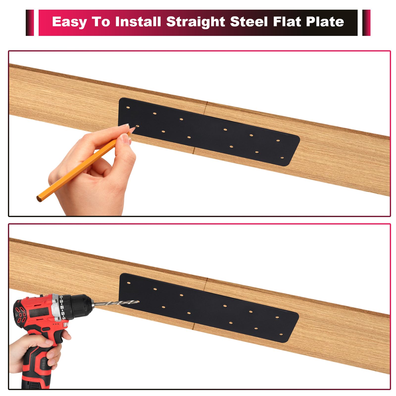 Snapklik.com : 4 Pcs 118"x3" Straight Steel Flat Plate, Heavy Duty ...