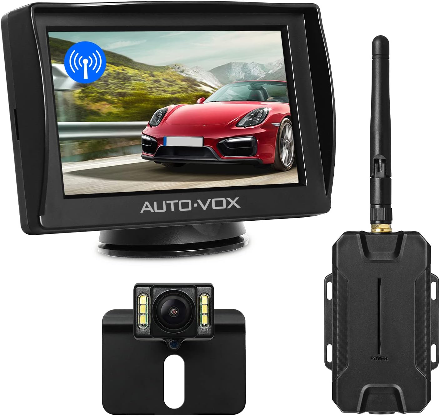 AUTO-VOX Solar Wireless Reversing Camera 5" 1080P Monitor: 5000mAh ...
