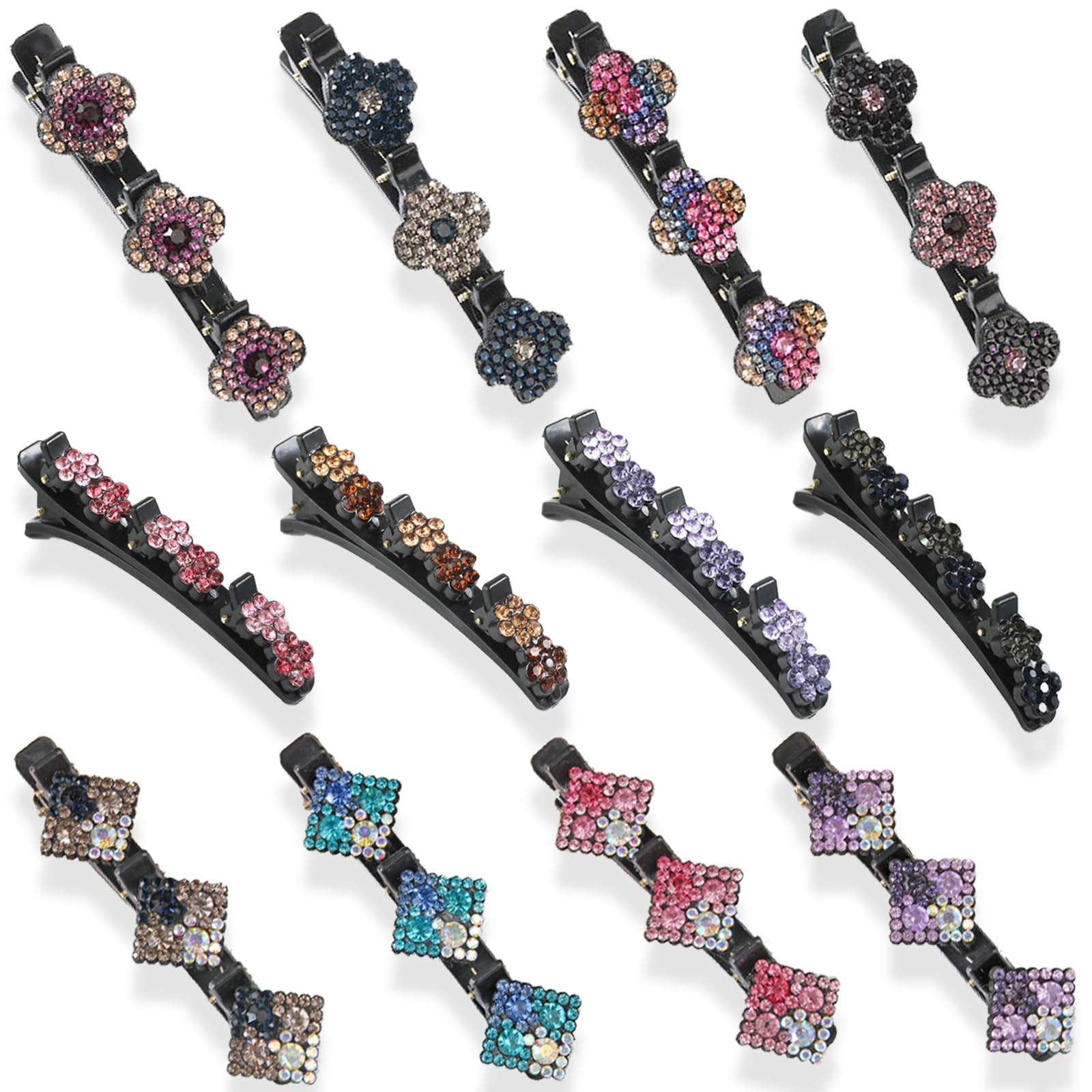 Amazon.com : 12 PCS sparkling crystal stone braided hair clips, new ...