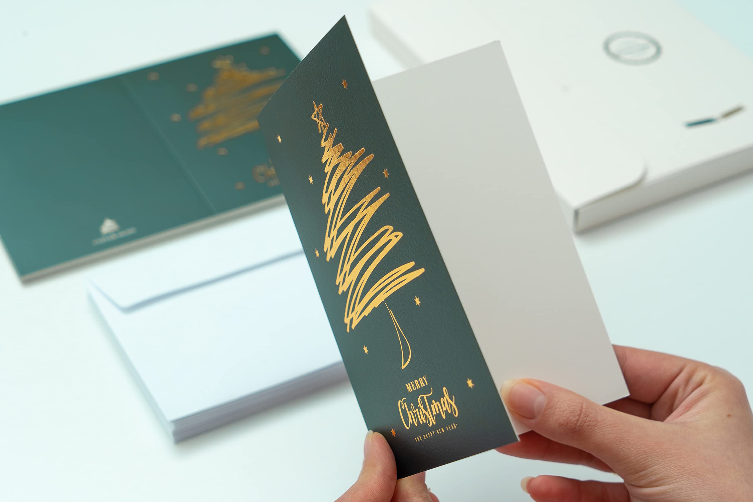 Gold Foil Holiday Cards, Christmas Cards, Pack of 24 with Envelopes ...