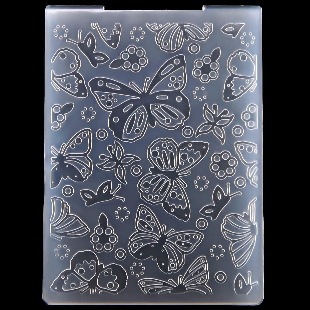 Amazon.com: Kwan Crafts Butterfly Flowers Plastic Embossing Folders for ...