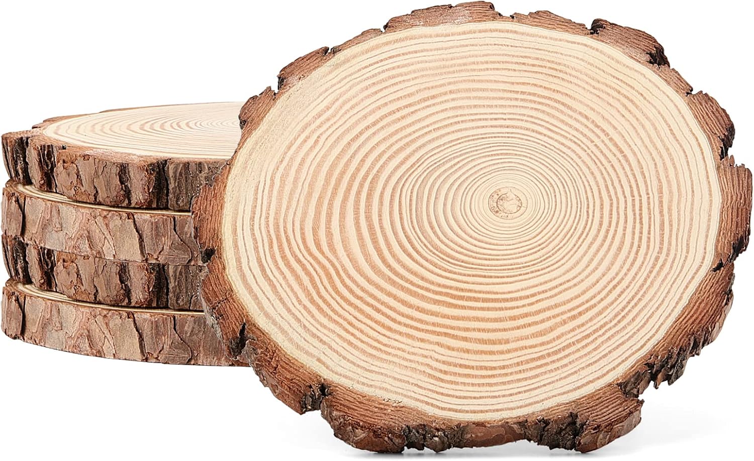 ZEONHAK 5 PCS 20-25cm Natural Wood Slices, Unfinished Wooden Circles ...