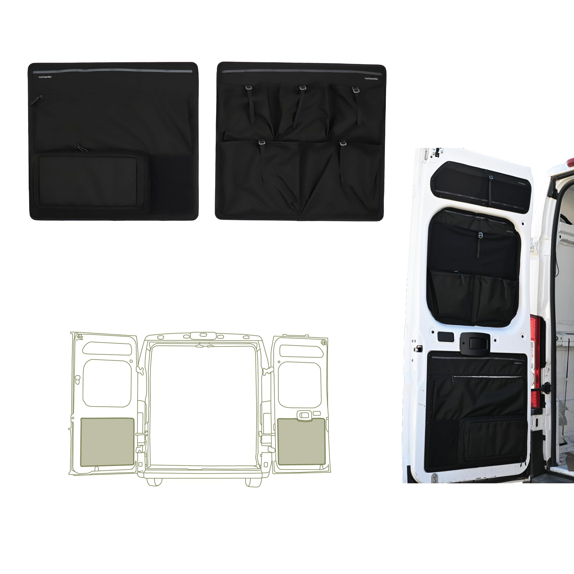 Amazon.com: VanEssential Rear Door LOWER Storage Panels (Pair) Designed ...