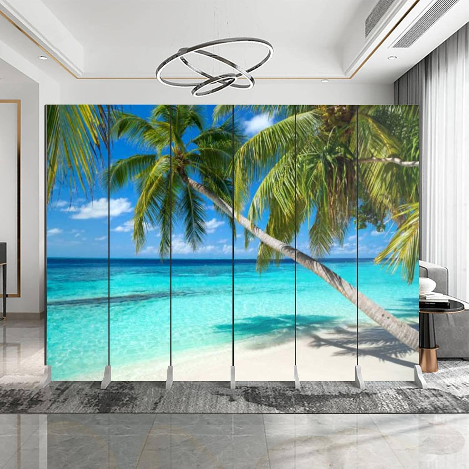 Buy Dola-Dola 6 Panel Screen Room Divider Tropical Paradise Beach ...