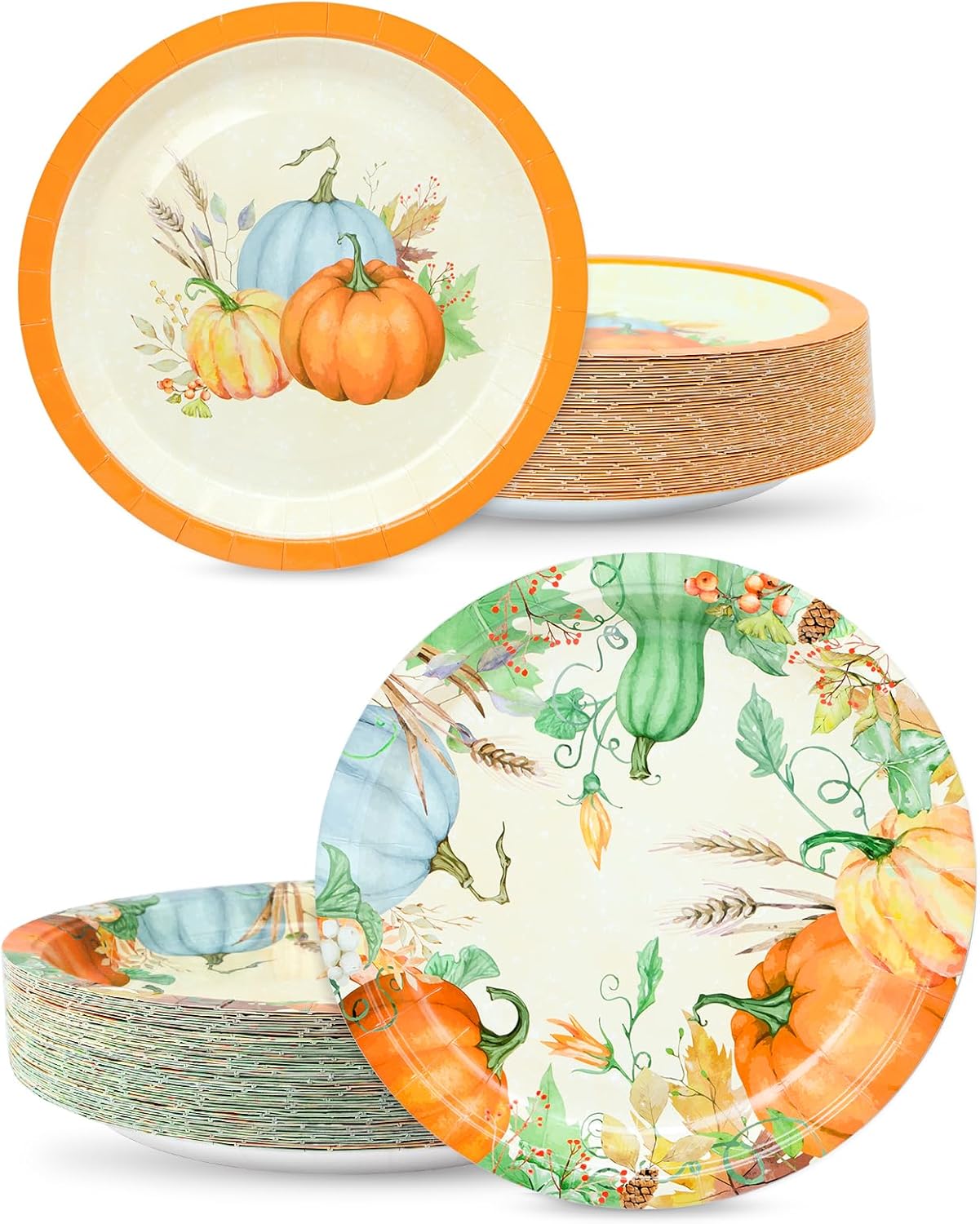 Amazon.com: ZVK Thanksgiving Party Paper Plates Set Disposable 100 ...