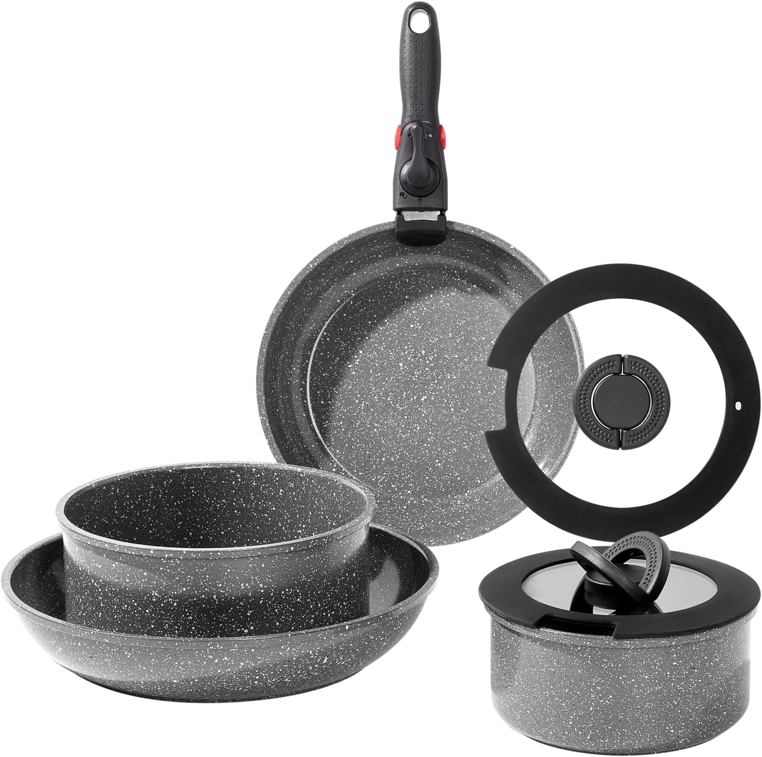 Amazon.com: AIKENBBKK Nonstick Pot and Pan Set with Removeable Handle ...