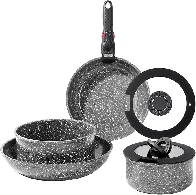 Amazon.com: ROSSETTO 7pcs Pots and Pans Set Non Stick from France ...