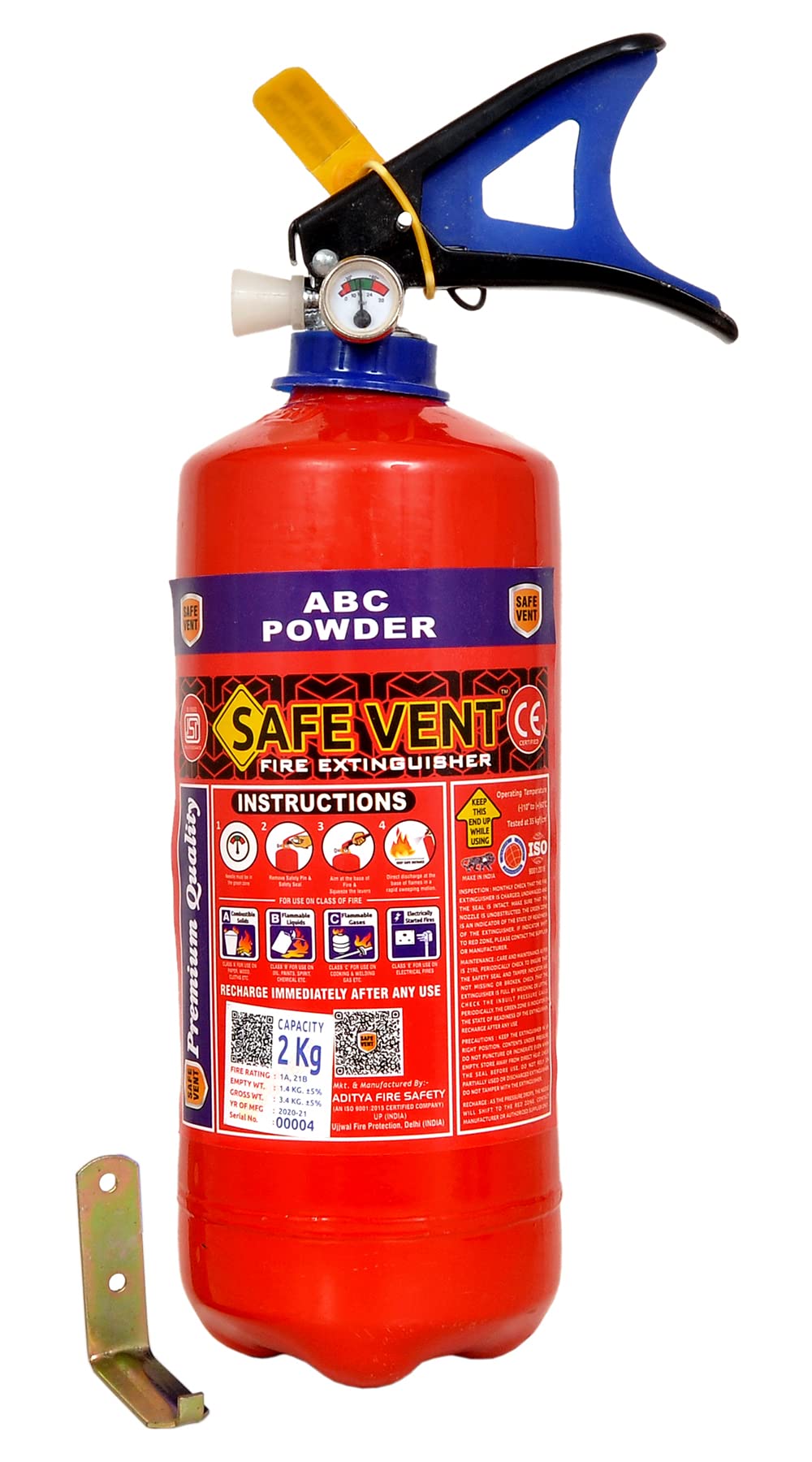 Buy SAFEVENT Fire Extinguisher ABC Powder Type Dry for Home | Office | Hospital with Wall ...